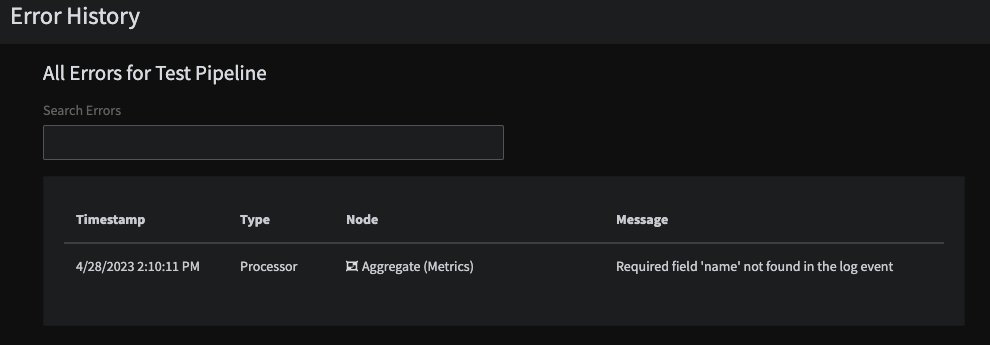 View Pipeline Errors Mezmo Developer Docs
