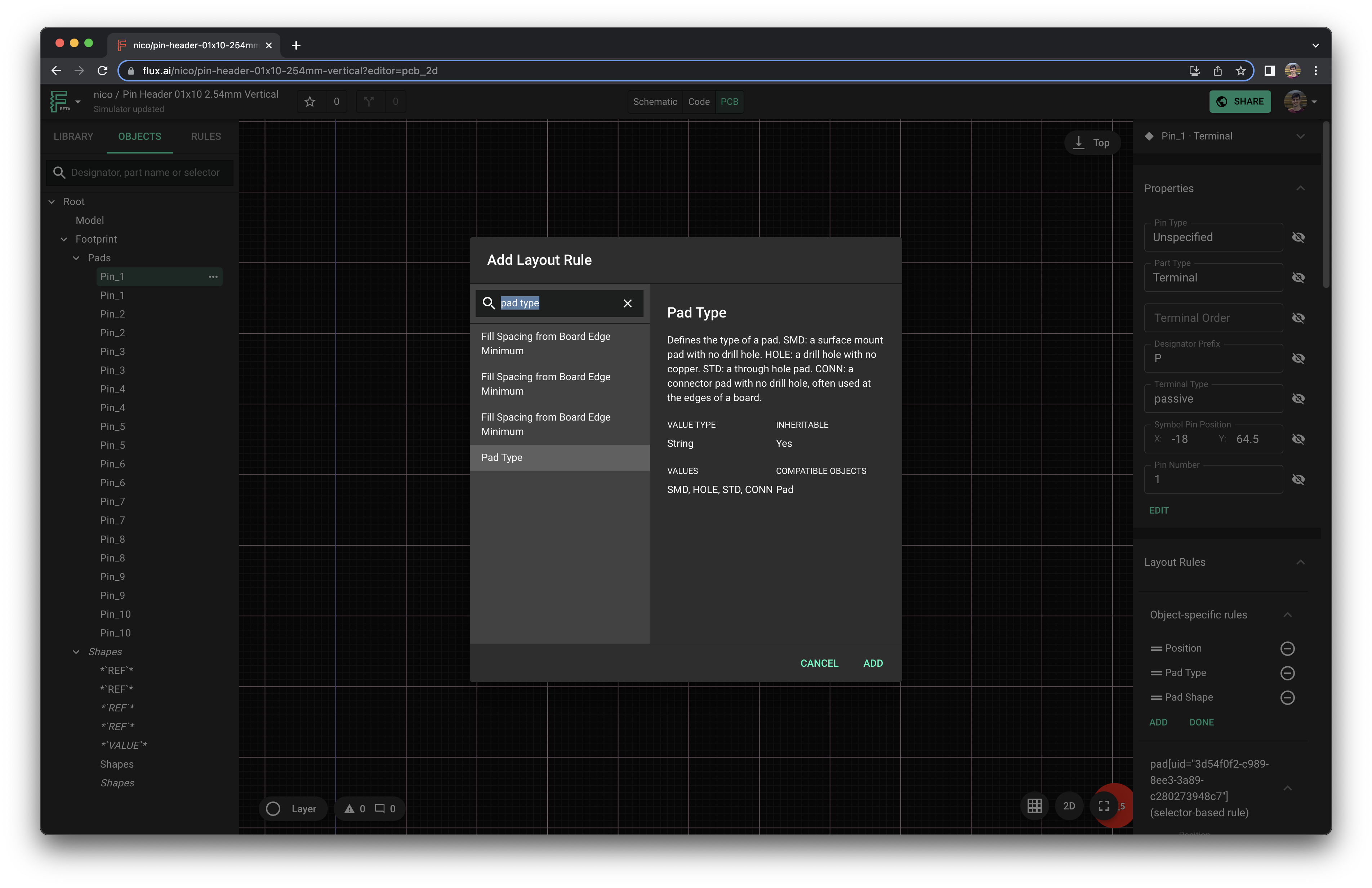 Pads and Holes - Flux - Documentation
