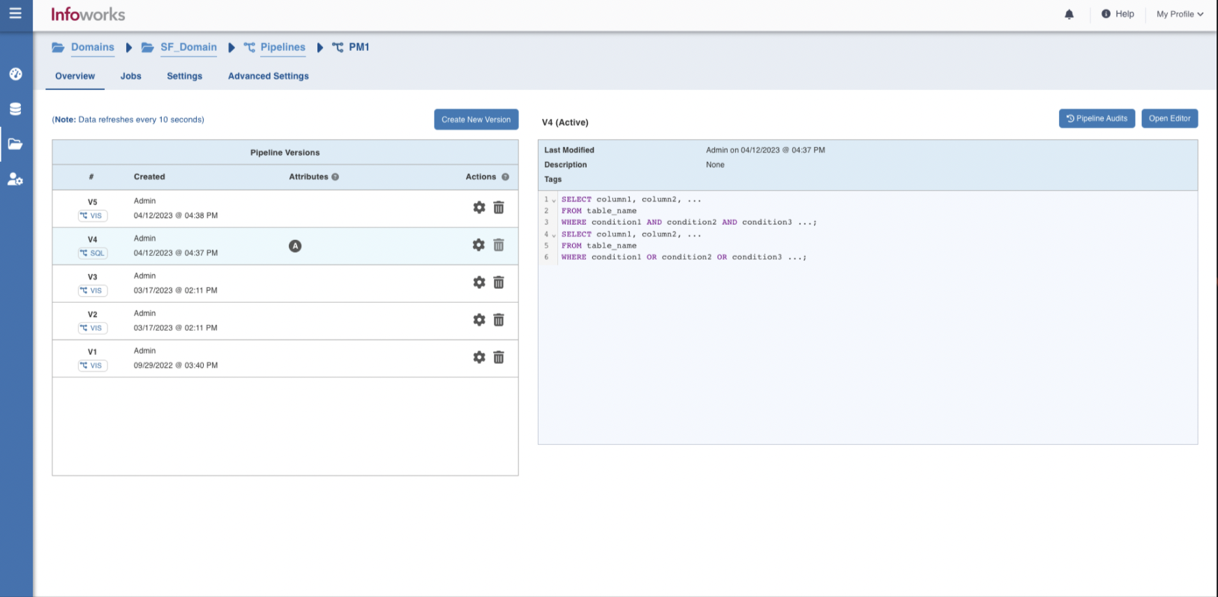 Creating SQL Pipelines - Infoworks Documentation Creating SQL Pipelines - Infoworks Documentation