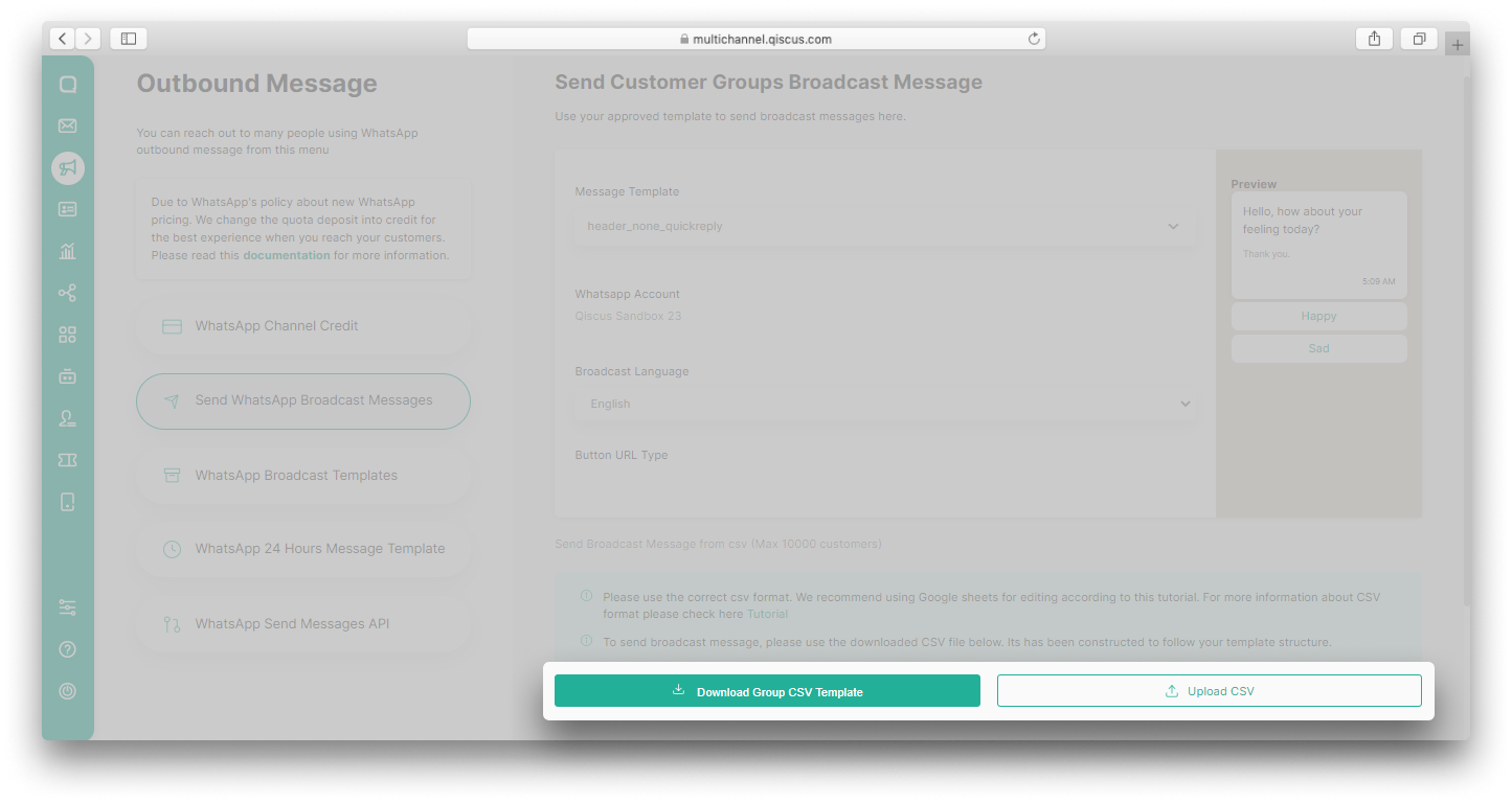 WhatsApp Broadcasts - Documentations | Qiscus