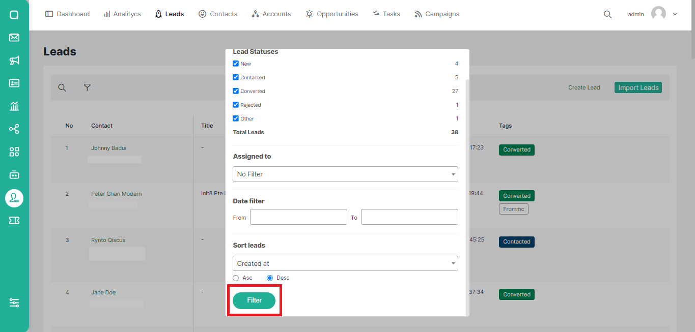 Leads - Documentations | Qiscus