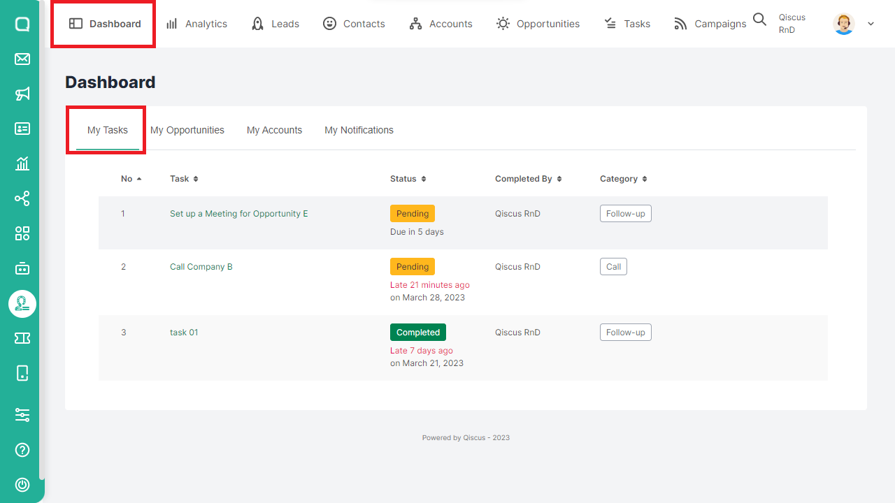 My Task - Documentations | Qiscus