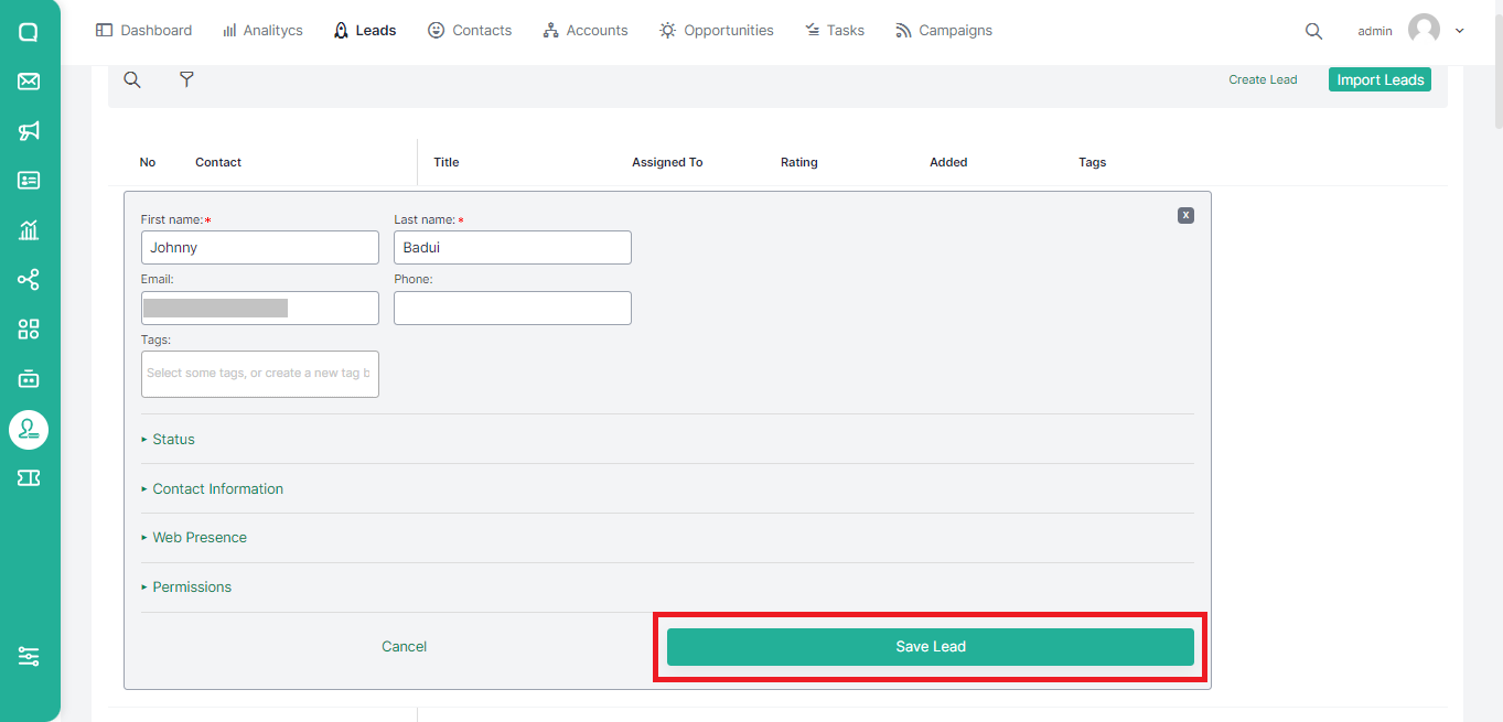 Leads - Documentations | Qiscus