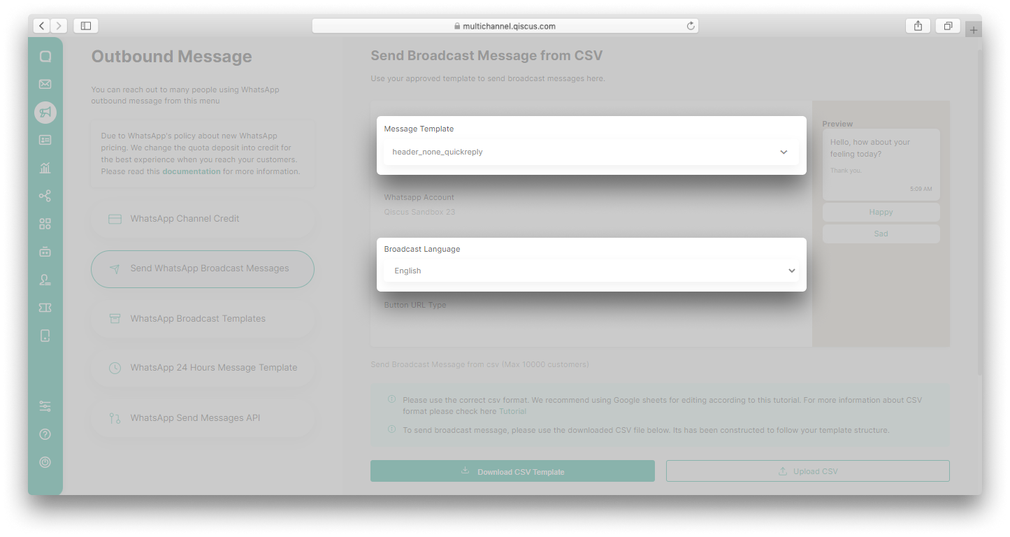 WhatsApp Broadcasts - Documentations | Qiscus