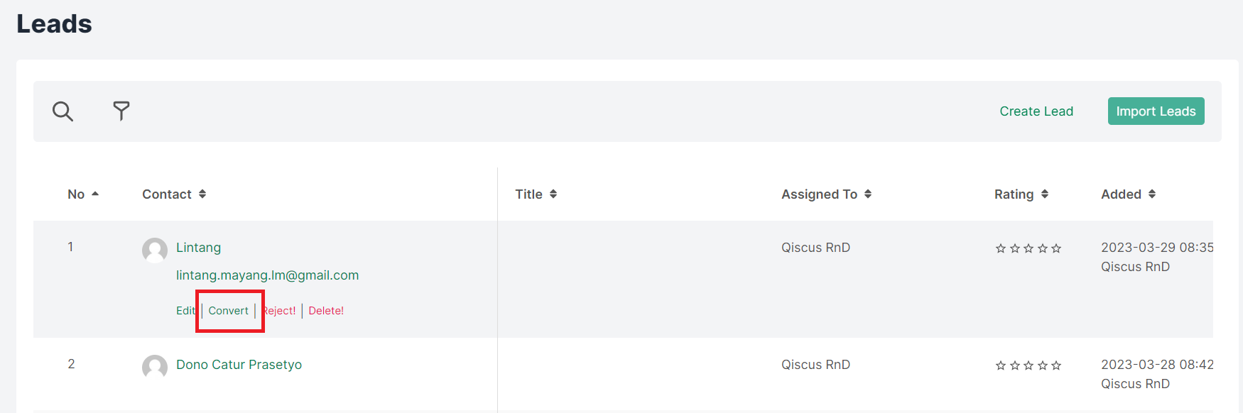 Contacts - Documentations | Qiscus