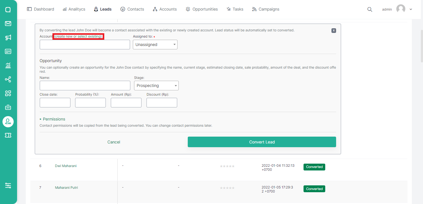 Leads - Documentations | Qiscus